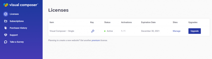 License management - Visual Composer Help Center